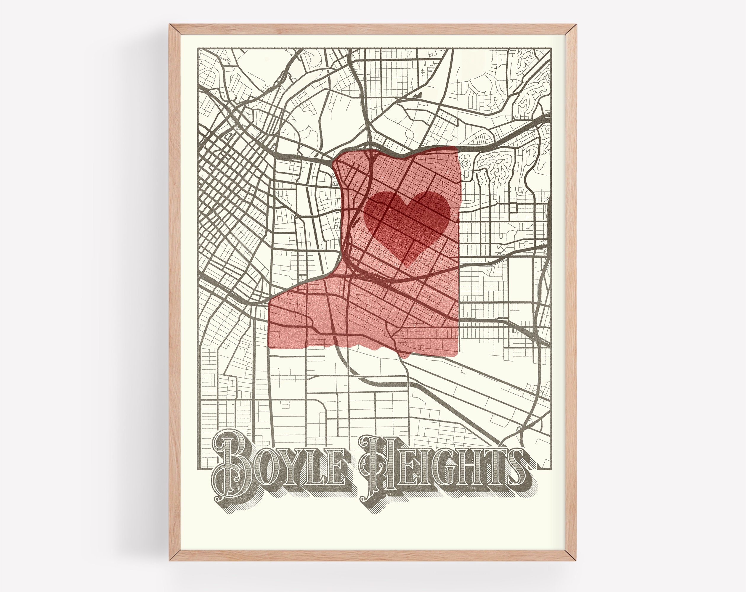 Boyle Heights Los Angeles Neighborhood Map Poster Wall Art - Etsy