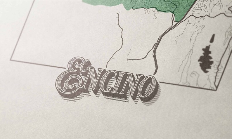 Los Angeles Encino Urban Map Poster - Available in Multiple Colors - Etsy