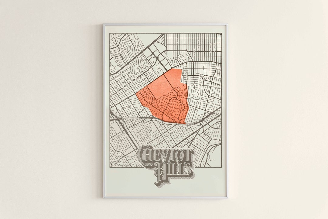 Los Angeles Cheviot Hills Map Poster - Available in Multiple Colors - Etsy