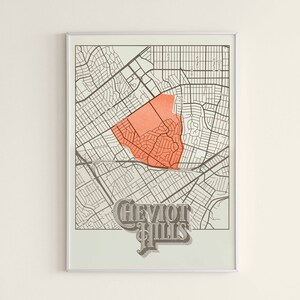 Los Angeles Cheviot Hills Map Poster - Available in Multiple Colors - Etsy