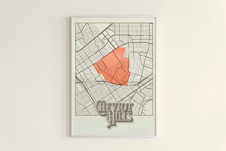 Los Angeles Cheviot Hills Map Poster - Available in Multiple Colors - Etsy