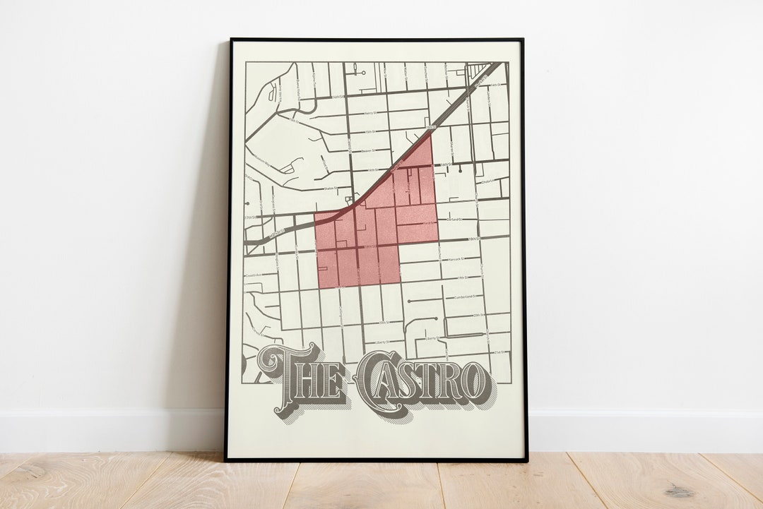 San Francisco, the Castro Neighborhood Map Poster Wall Art, Red - Etsy