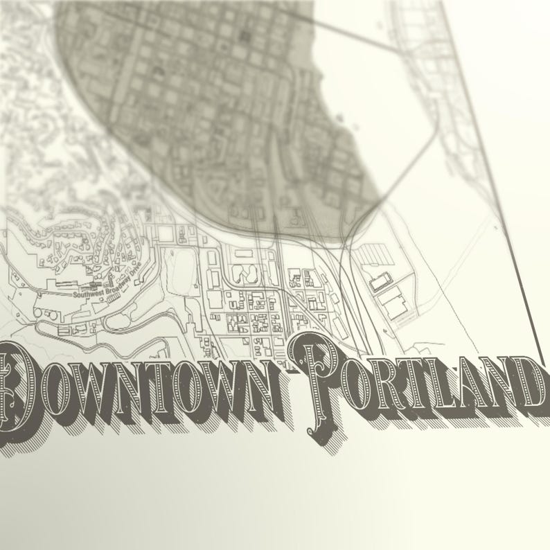 Portland, Oregon, Downtown Portland Neighborhood Map Poster | 18x24 in ...