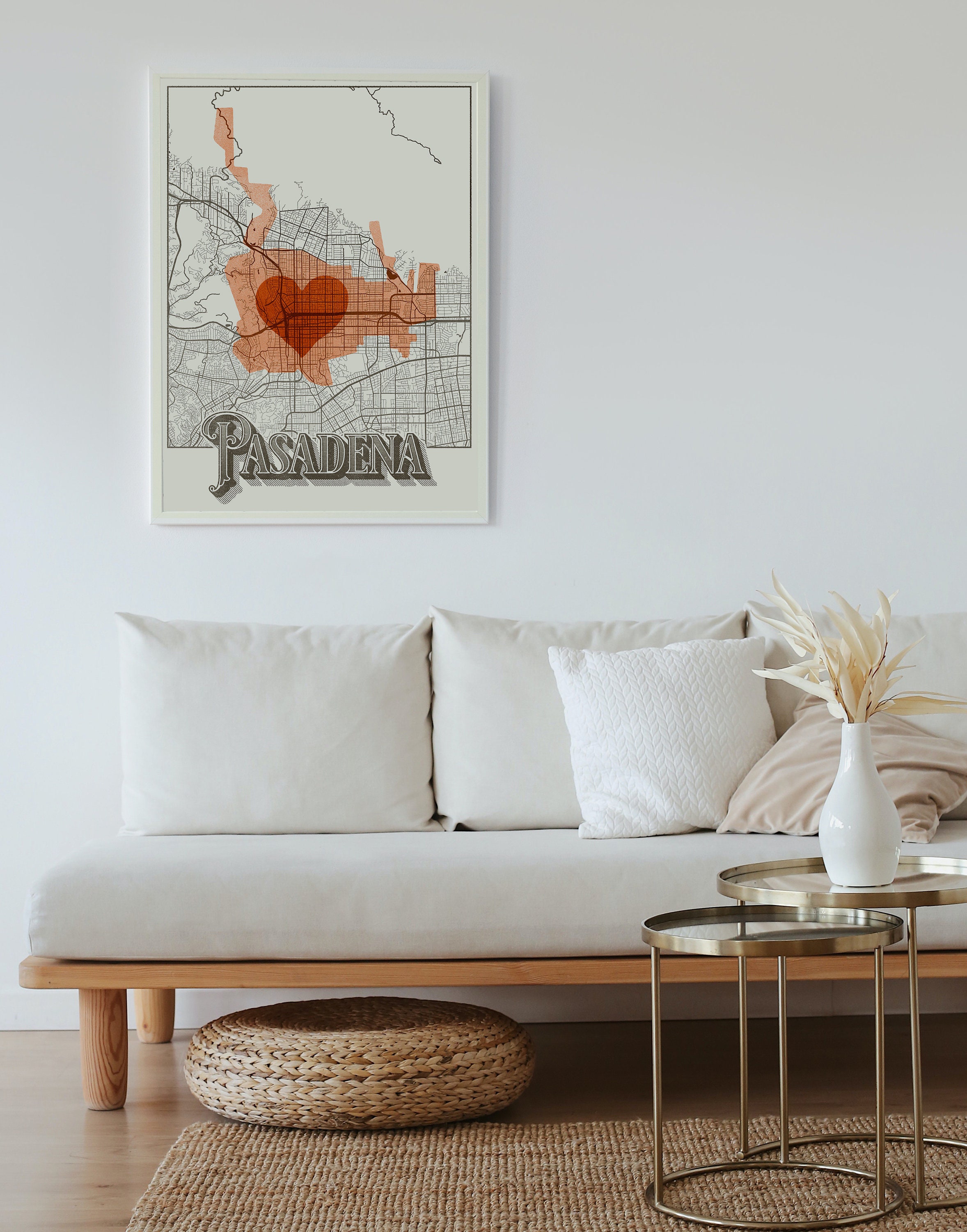Pasadena Los Angeles Neighborhood Map Poster Wall Art - Etsy