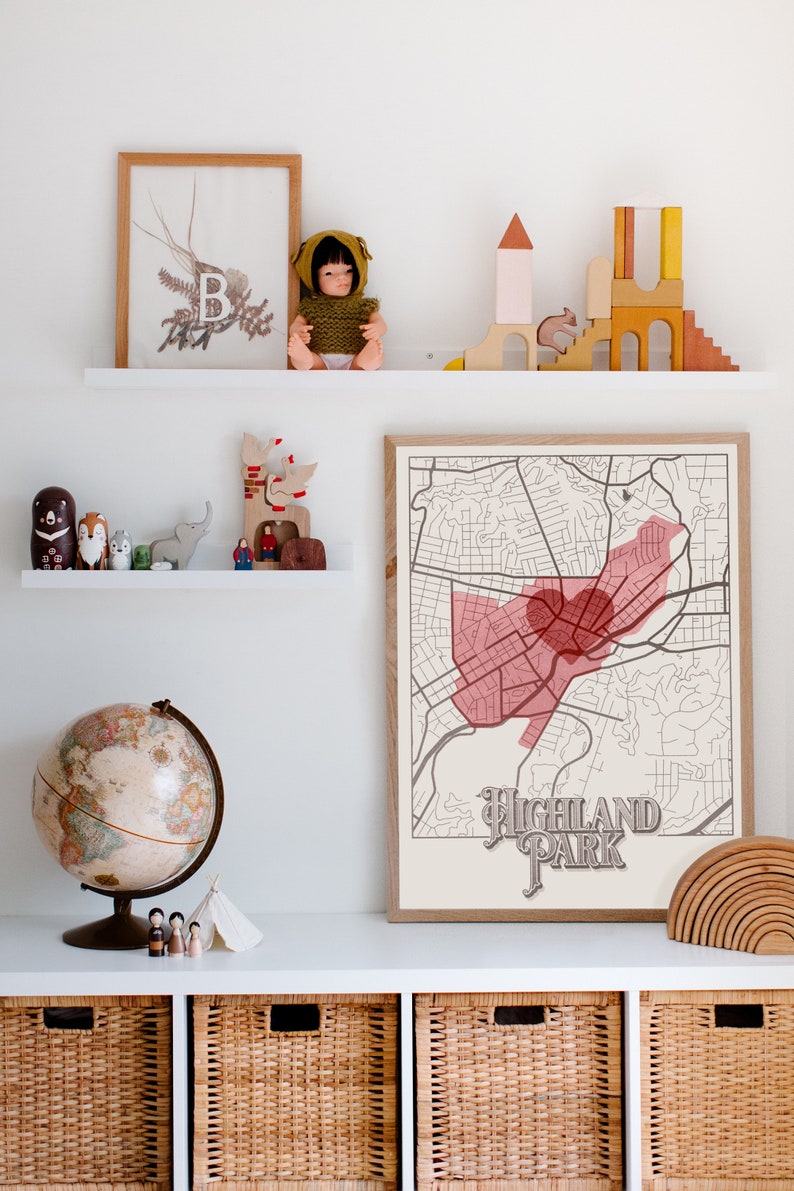 Highland Park Los Angeles Neighborhood Map Poster Wall Art - Etsy