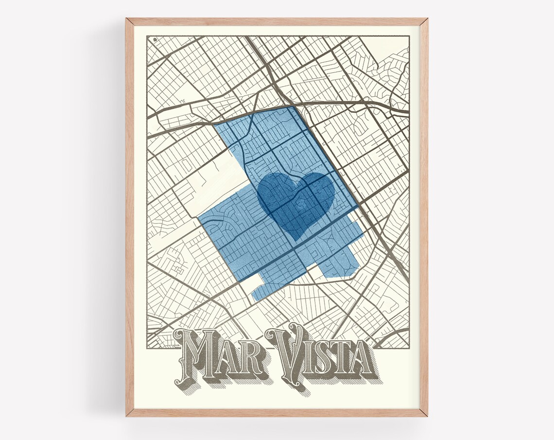 Mar Vista Los Angeles Neighborhood Map Poster Wall Art - Etsy