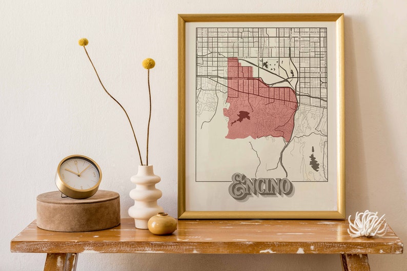 Los Angeles Encino Urban Map Poster - Available in Multiple Colors - Etsy