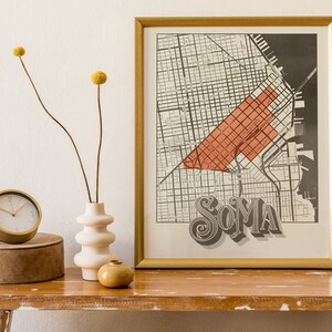 San Francisco, Soma Neighborhood Map Poster Wall Art, Orange - Etsy