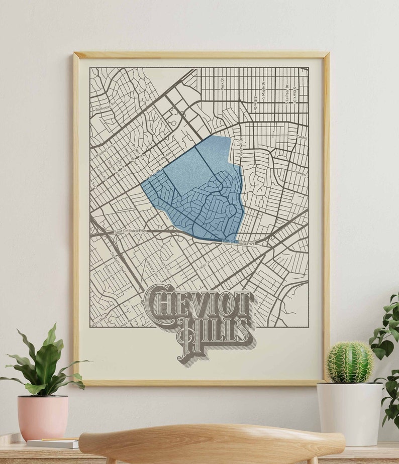 Los Angeles Cheviot Hills Map Poster - Available in Multiple Colors - Etsy