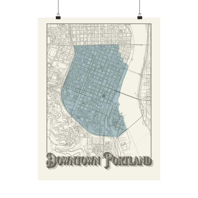Portland, Oregon, Downtown Portland Neighborhood Map Poster | 18x24 in ...