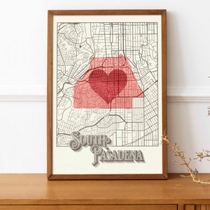 Los Angeles South Pasadena Vintage Map Poster - Available in Multiple ...