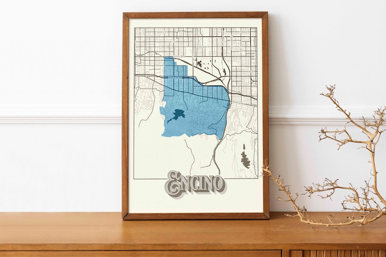 Los Angeles Encino Urban Map Poster - Available in Multiple Colors - Etsy