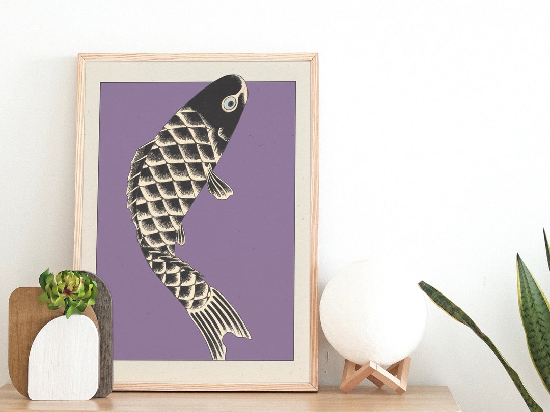 Japanese Paper Fish Print Modern Take on Vintage Utagawa - Etsy