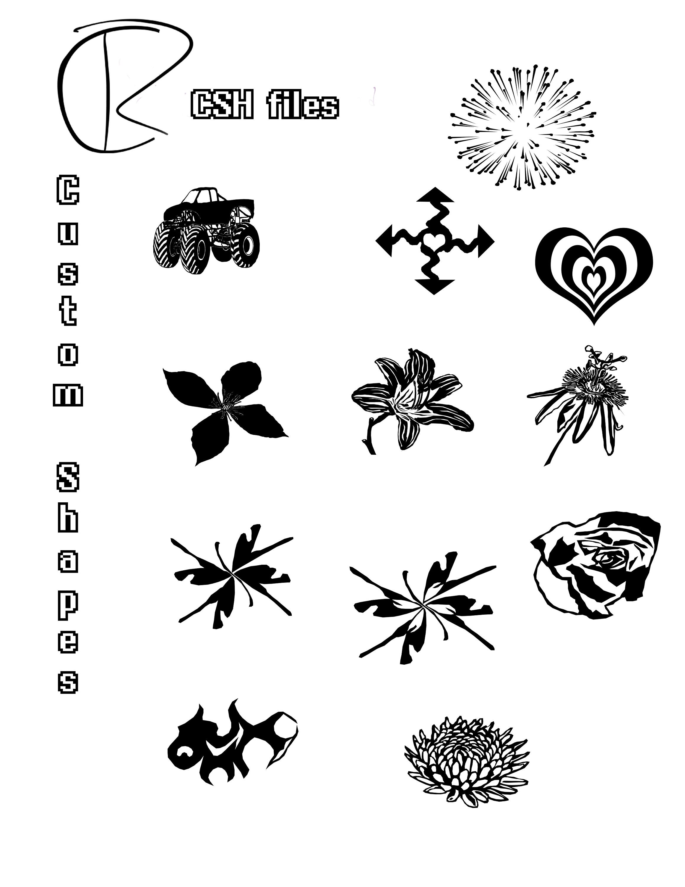 Custom Shapes Various Photoshop CSH files | Etsy