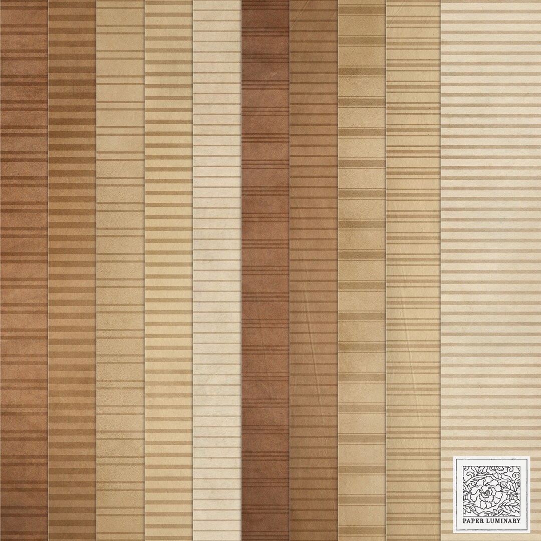 Striped Vintage Basics Digital Printable Paper Set Brown Vintage Rustic ...