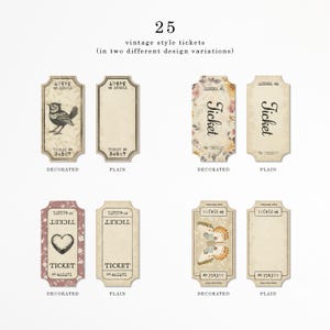 Floral Pink Printable Vintage Style Tickets - Junk Journal Ephemera ...