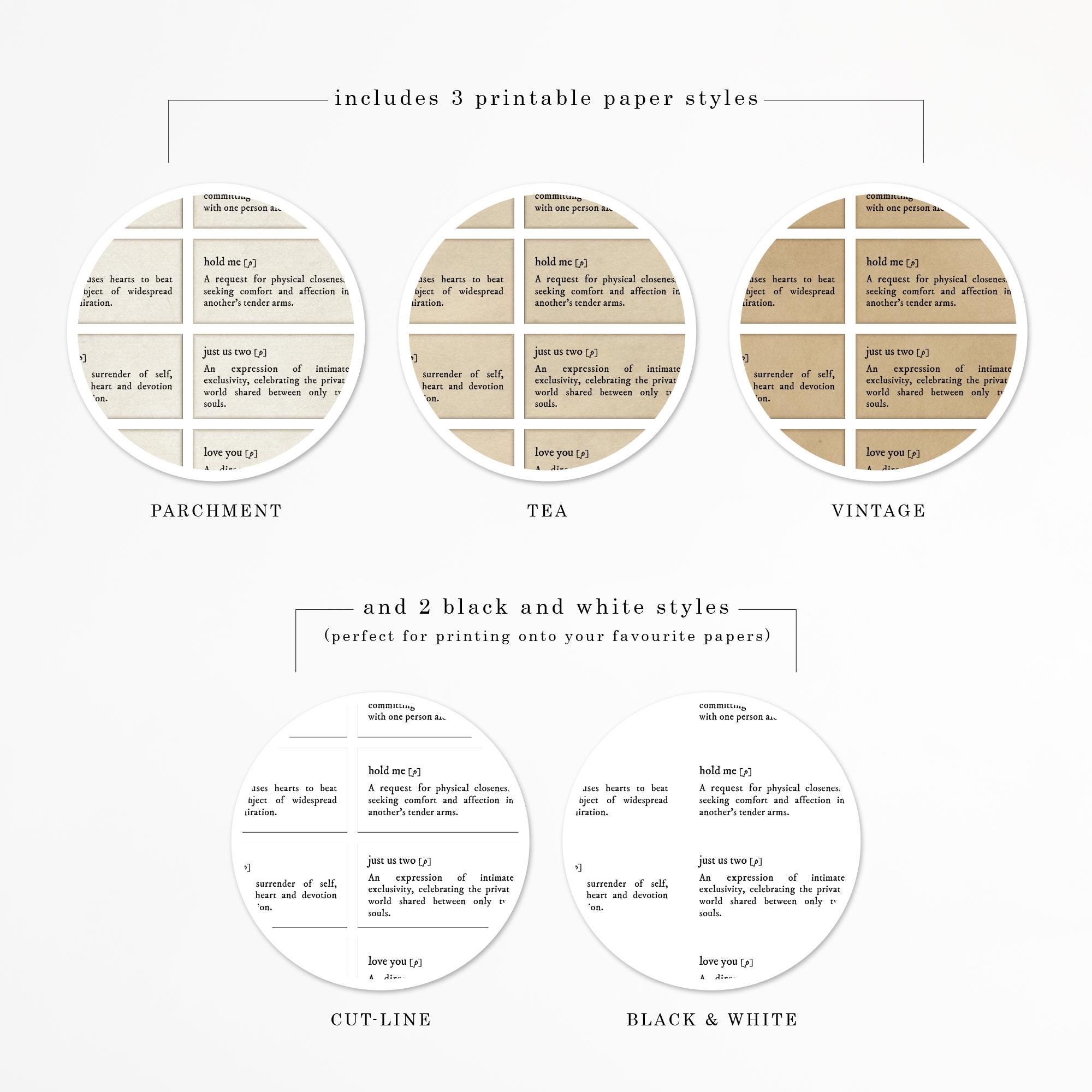 Be Mine Vintage Words & Meanings – Printable Ephemera (PDF) - Etsy