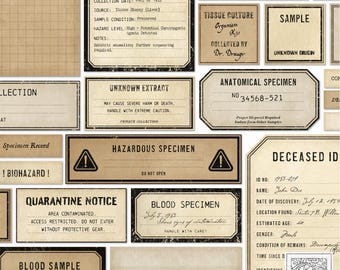 Vintage Science Labels & Notes - Printable Collage/cluster Junk Journal ...