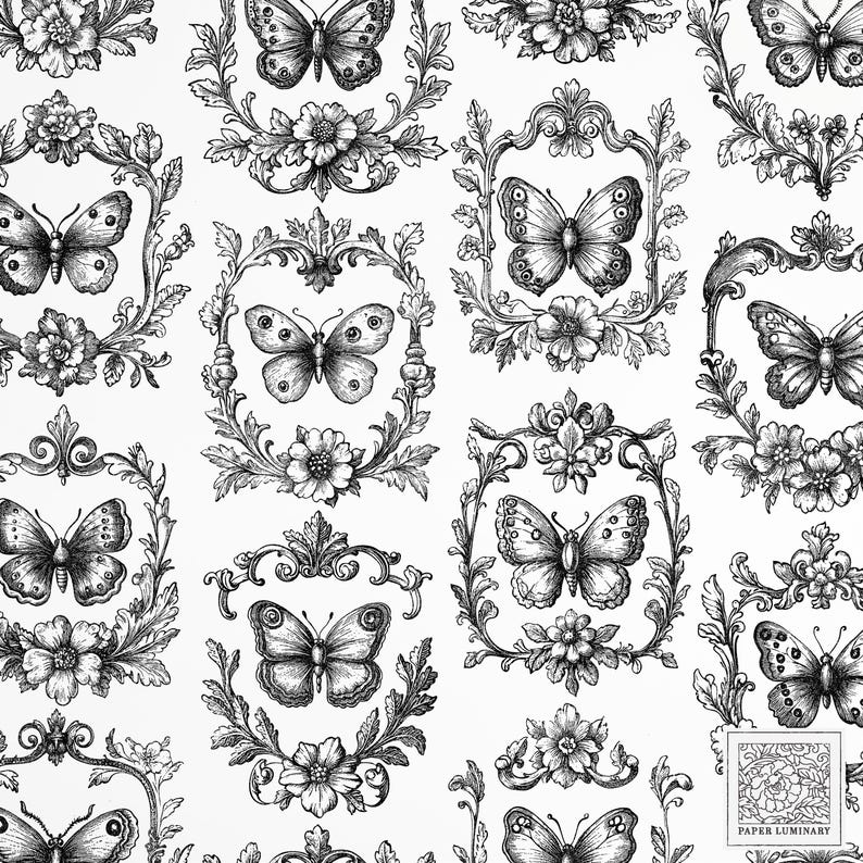 40 Vintage Style Butterflies/frames (pngs + Svgs) - Junk Journal ...