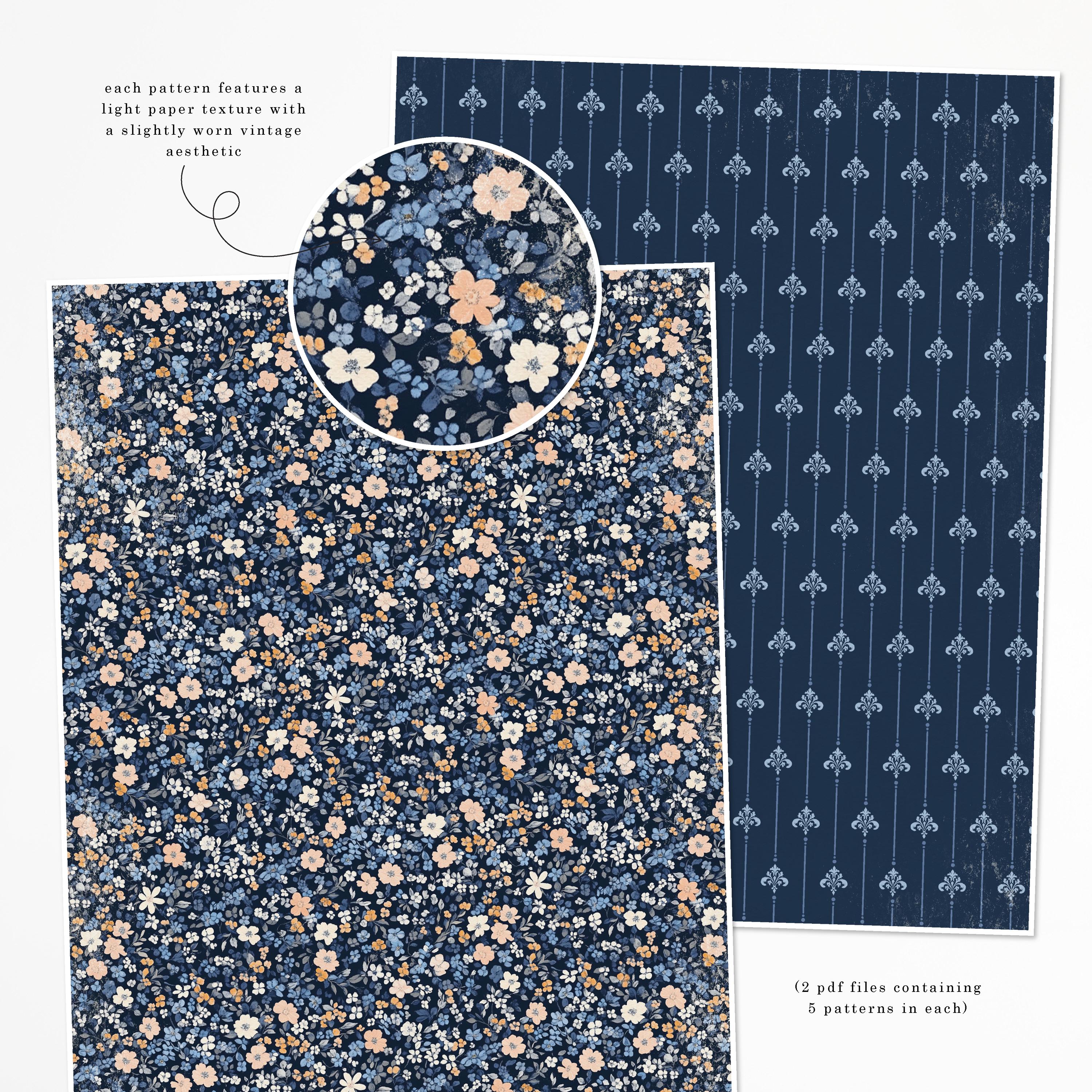 Vintage Heritage Blue Paper Set: Junk Journal Printable (digital ...