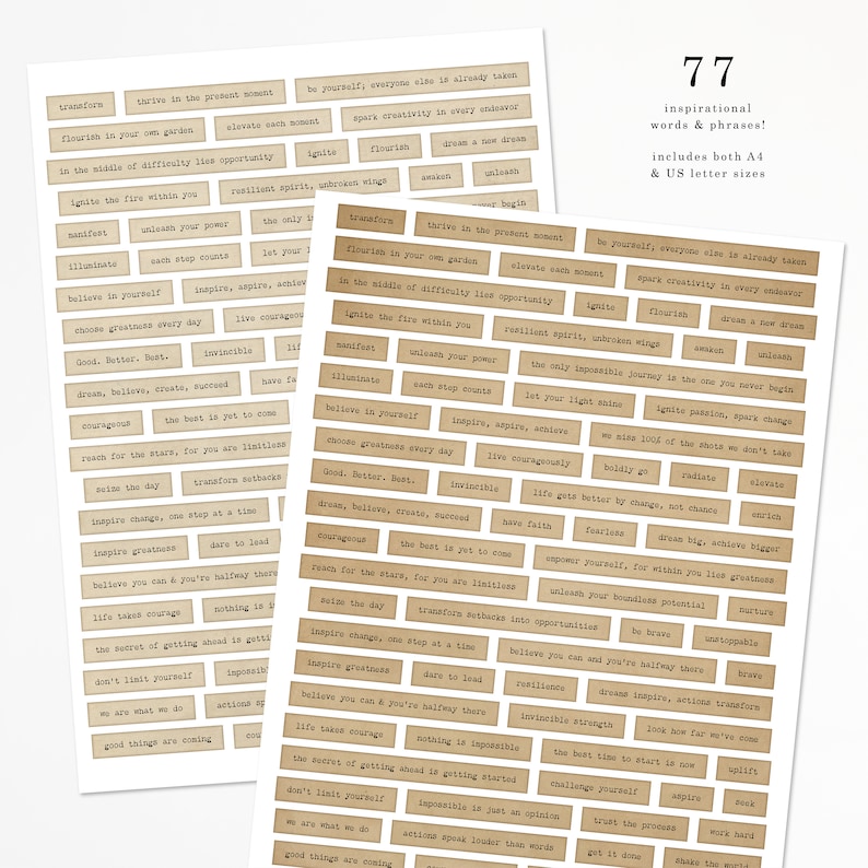 70+ Inspirational Printable Words & Phrases - Vintage Rustic Ephemera ...