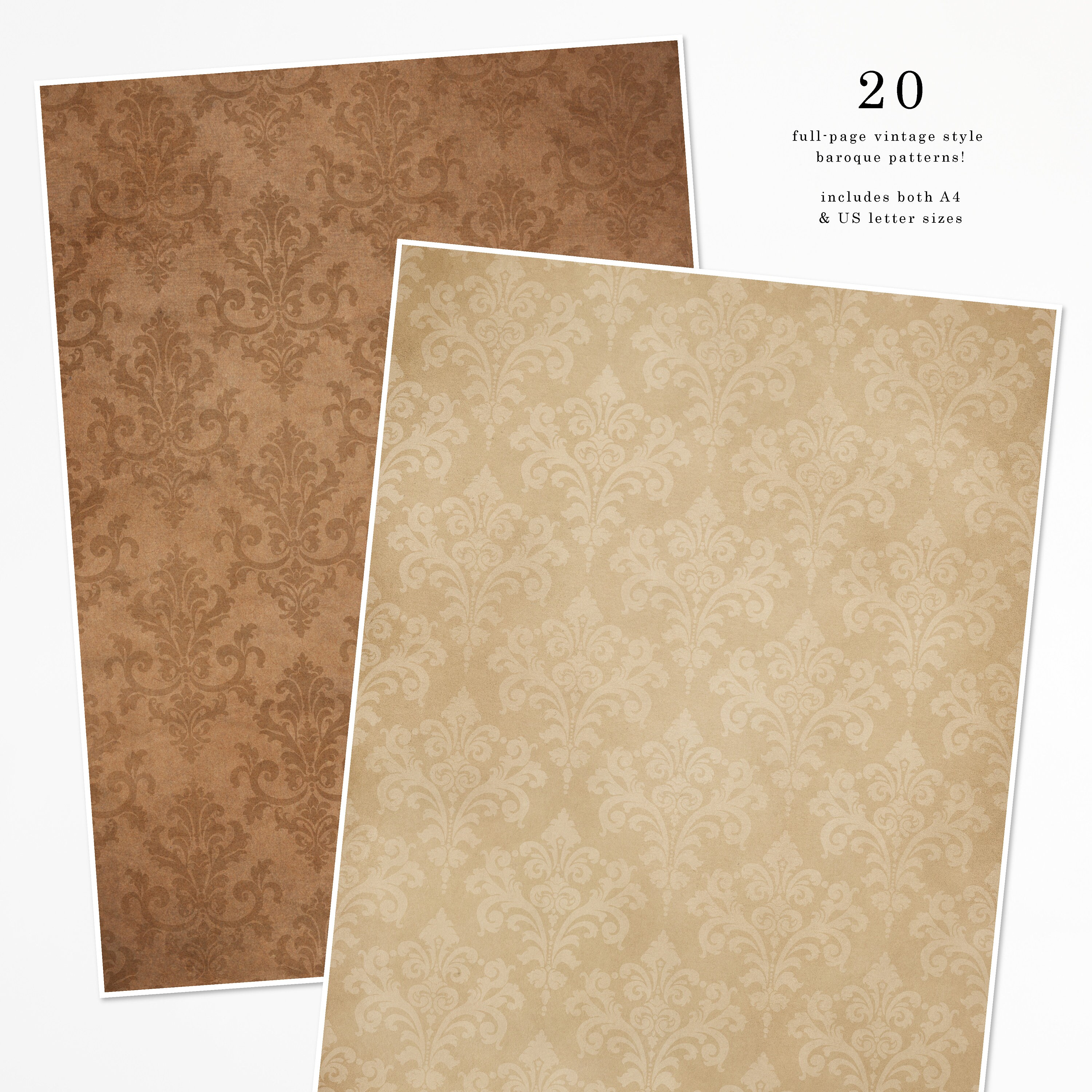 Baroque Vintage Basics Digital Printable Paper Set - Brown Vintage ...