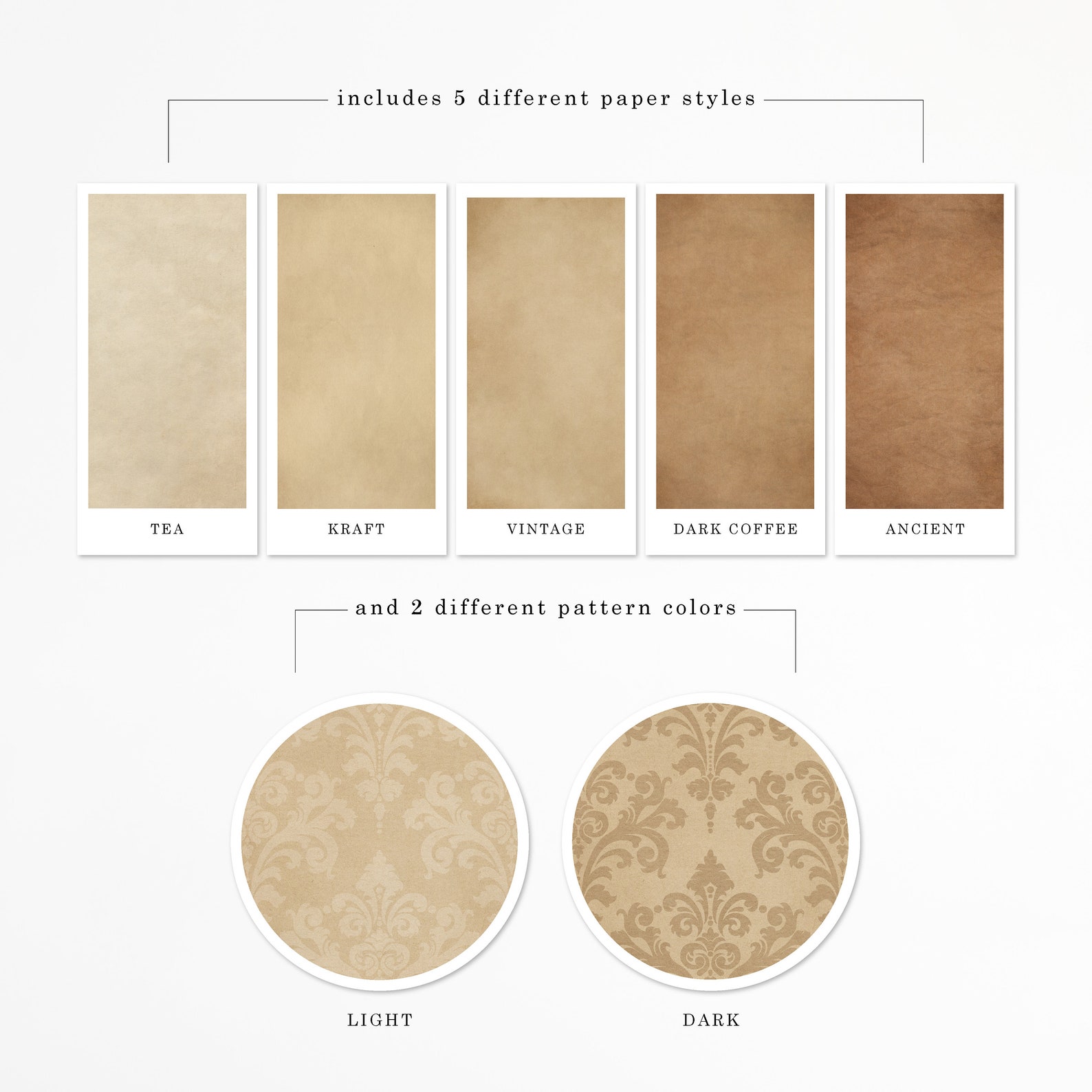 Baroque Vintage Basics Digital Printable Paper Set - Brown Vintage ...