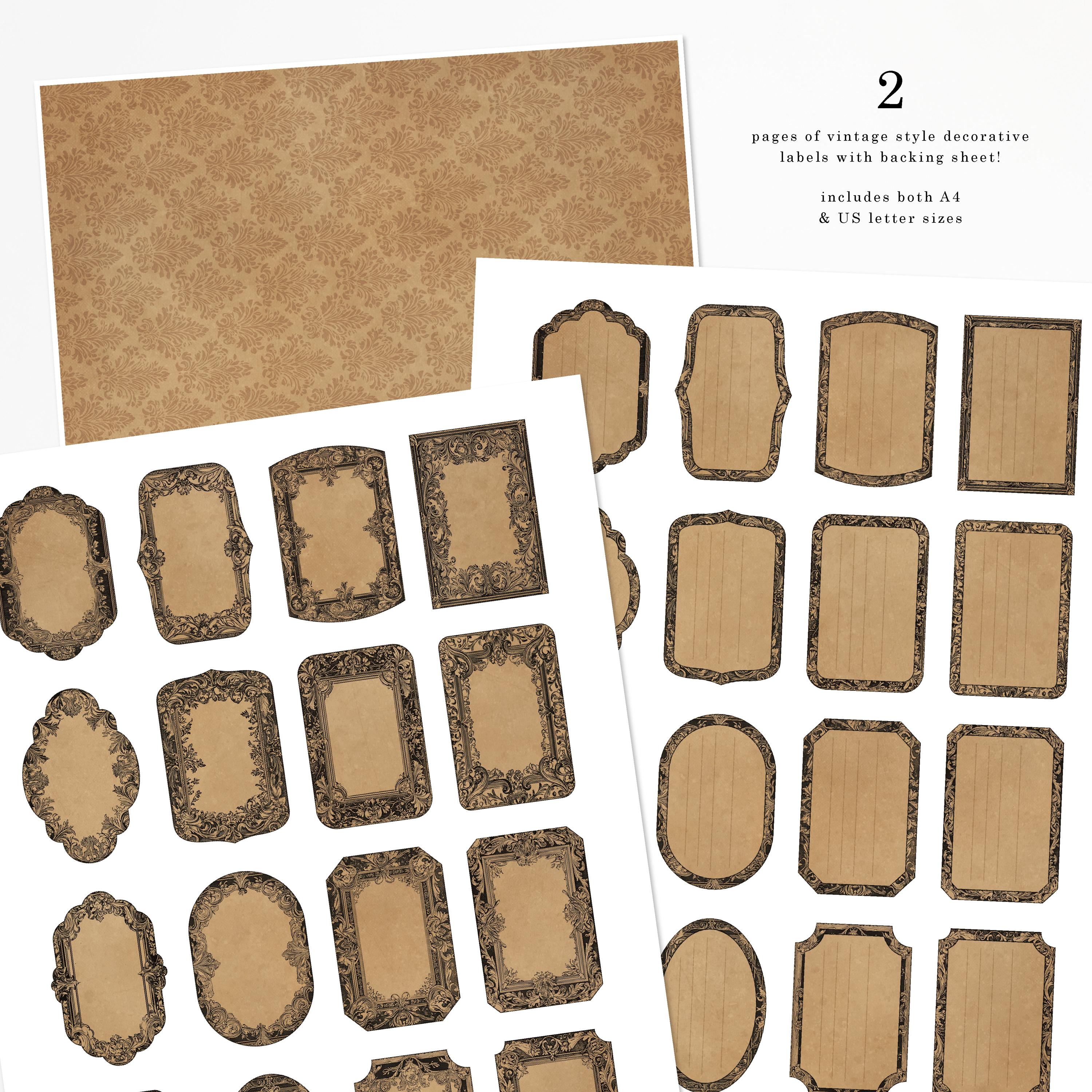 Vintage Luxe Decorative Vintage Labels Set - Junk Journal Collage ...