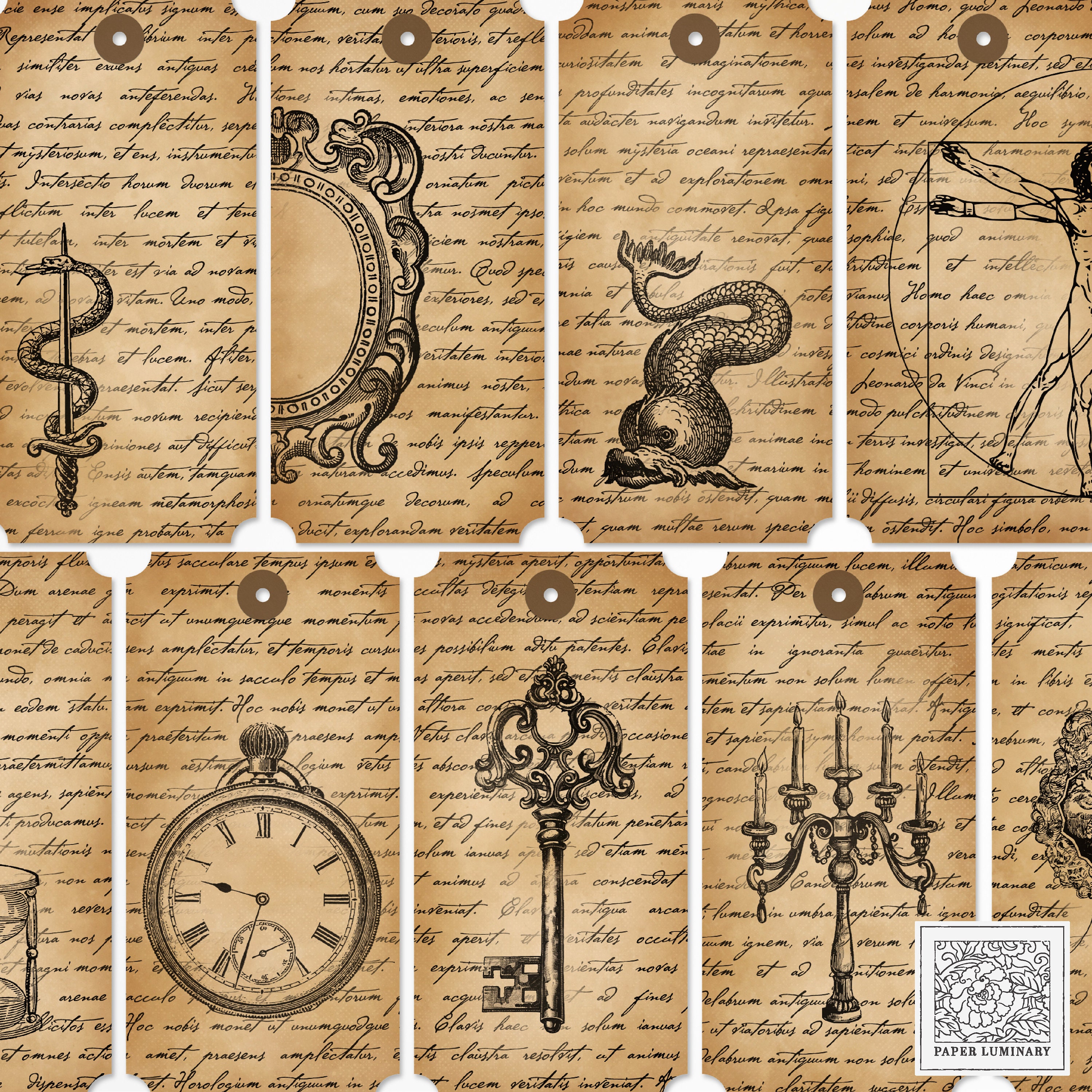 Vintage Curiosity Journal Tags: Printable Ephemera (digital Download ...