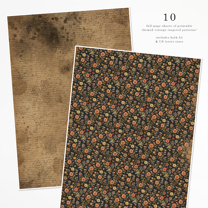 Vintage Floral Printable Paper Set: Luxe Junk Journal (digital Download ...