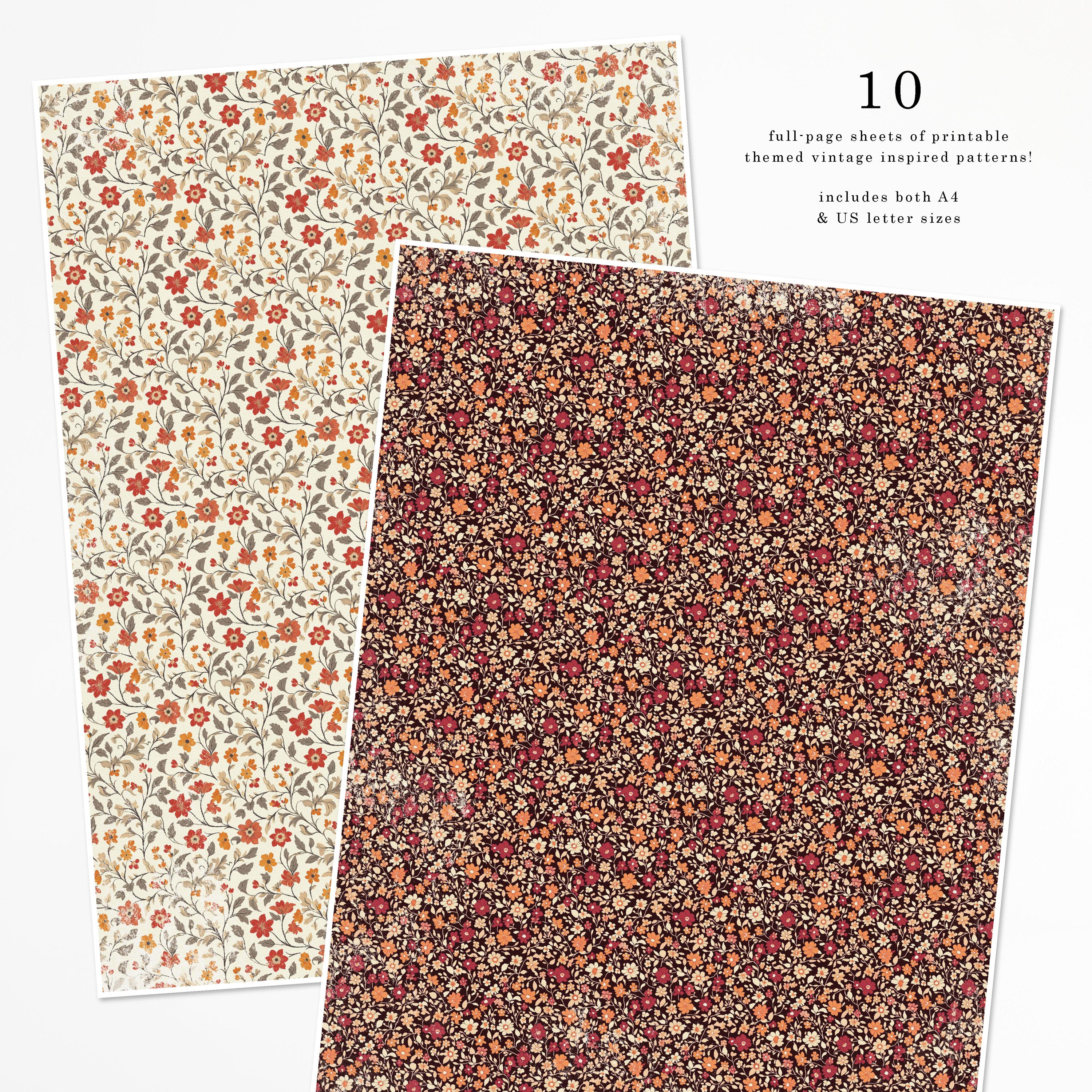 Vintage Floral Printable Paper: Heritage Red Junk Journal (digital ...