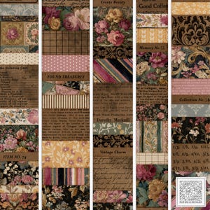 Vintage Charm Printable Collage Snippet Strips - Junk Journal Ephemera ...