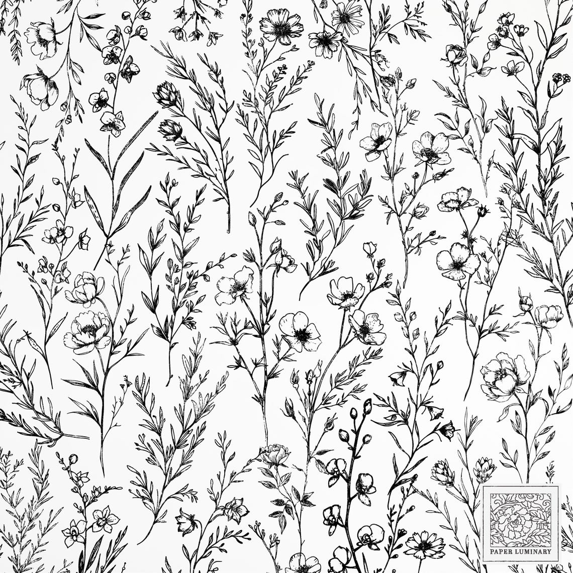 50 Vintage Botanical Line Drawing Overlays (pngs + Svgs) - Junk Journal ...