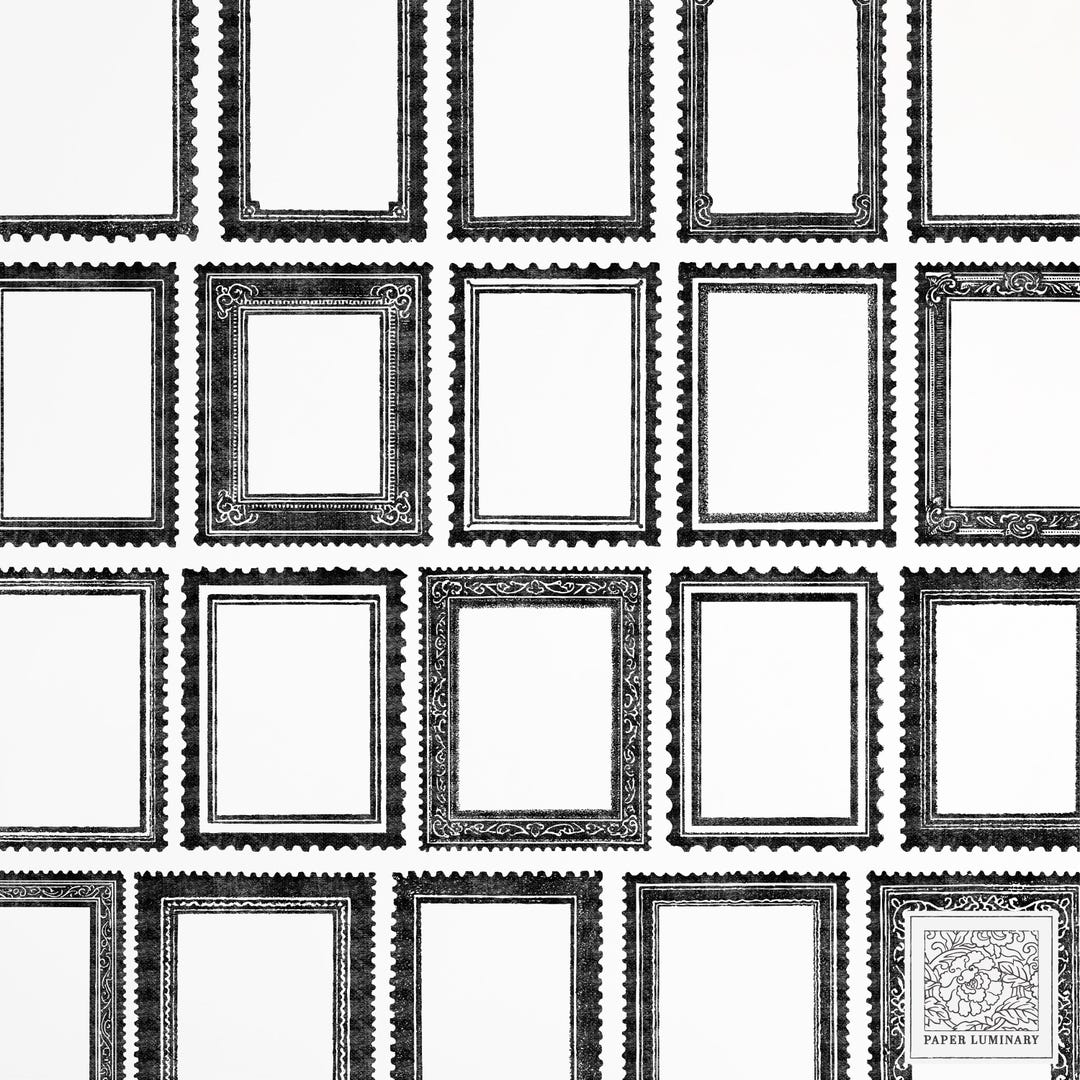 Vintage Postage Stamp Frame Overlays: Junk Journal Ephemera (pngs ...
