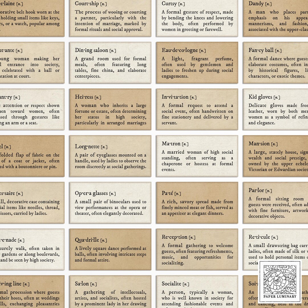 40 Gilded Era Themed Printable Words & Meanings - Vintage Rustic ...