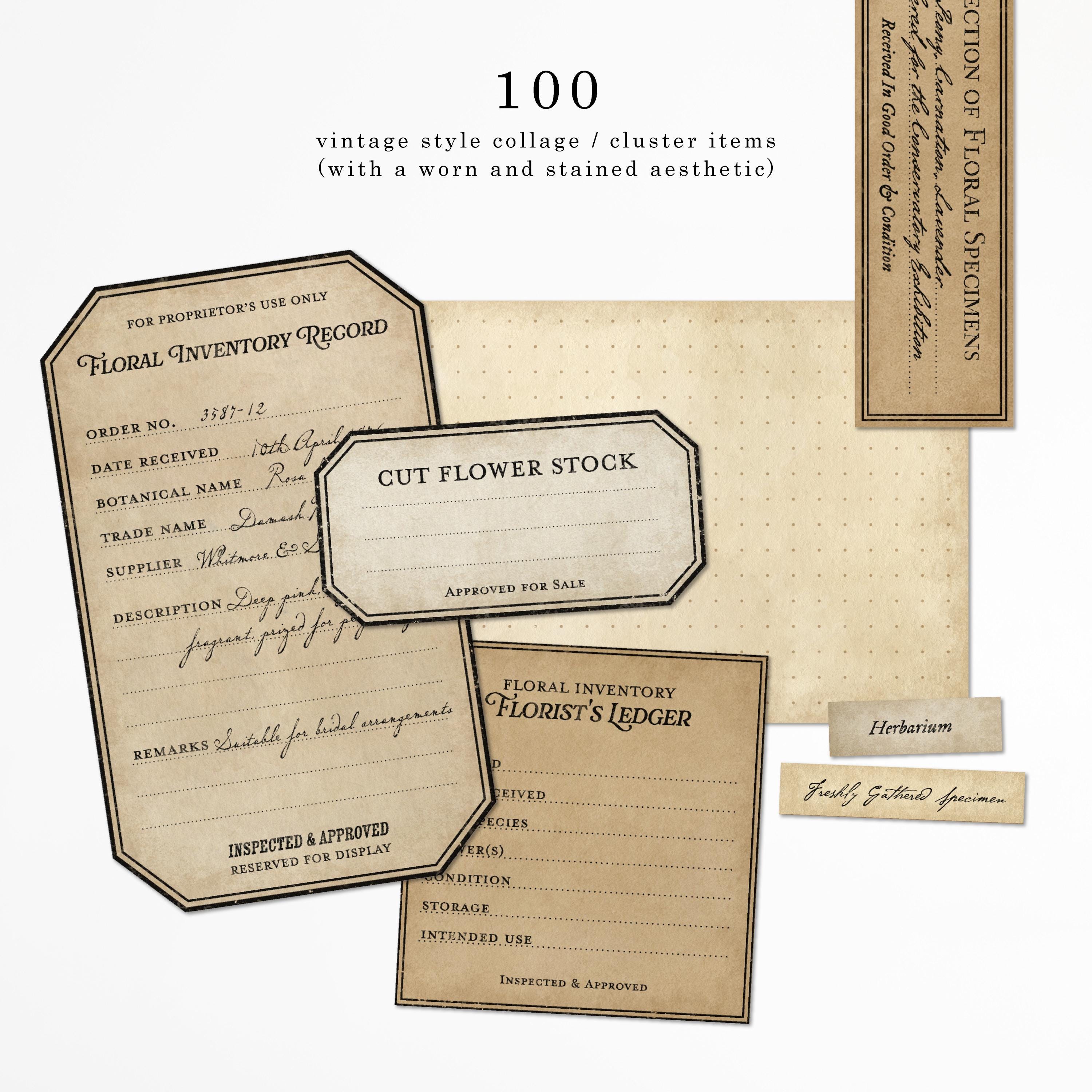 The Florist Vintage Labels - Printable Collage/cluster Junk Journal ...