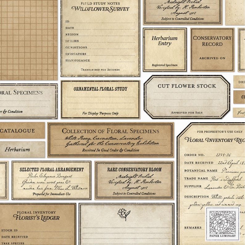 Vintage Florist Labels: Printable Ephemera for Junk Journals (digital ...