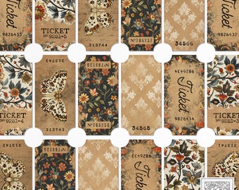 Sepia Botanical Printable Vintage Style Tickets - Junk Journal Ephemera ...