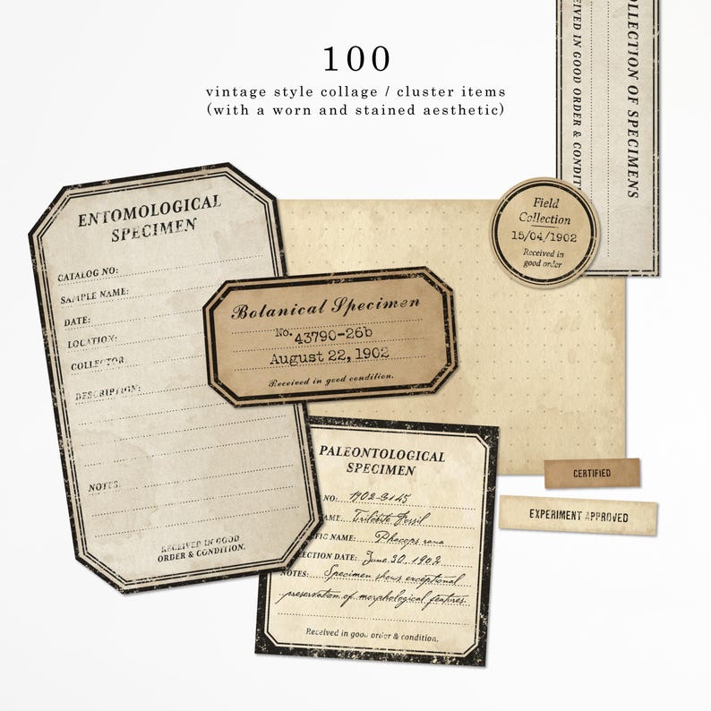 Vintage Science Labels & Notes - Printable Collage/cluster Junk Journal ...