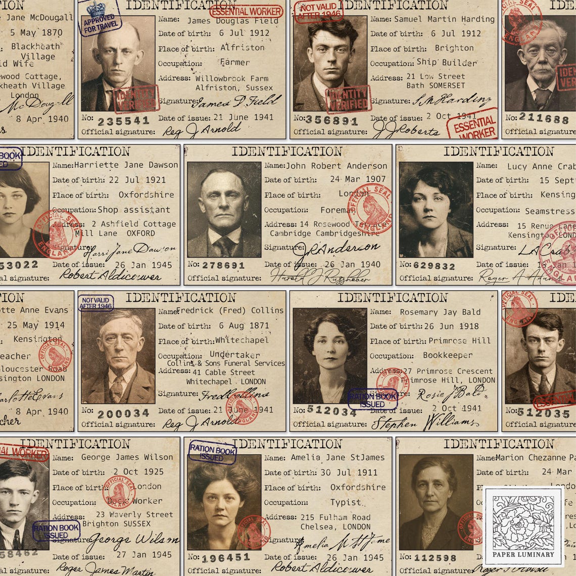 Vintage | Printable Identity Cards Set 01 - Junk Journal Collage ...