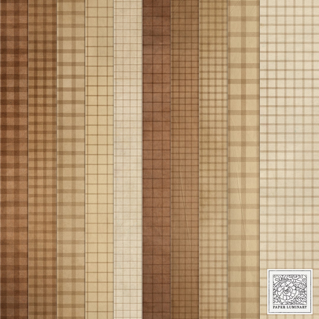 Plaid Vintage Basics Digital Printable Paper Set Brown Vintage Rustic ...