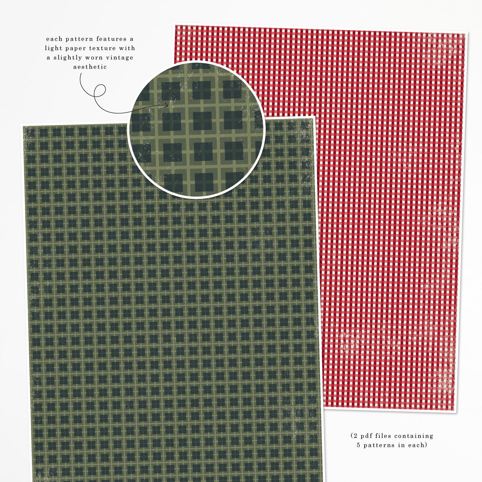 Christmas Plaid Digital Paper Set: Vintage Scrapbook Patterns (digital ...
