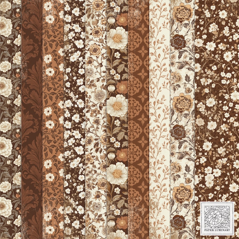 Heritage Brown Digital Printable Paper Set - Vintage Junk Journal ...