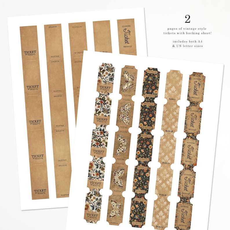 Vintage Luxe Printable Vintage Style Tickets - Junk Journal Ephemera ...