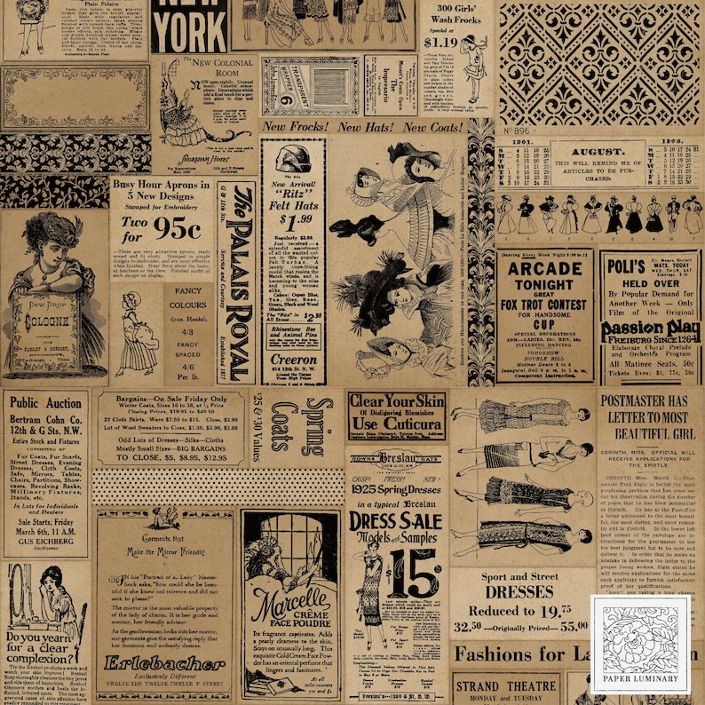 Vintage Printable Paper Bits Women & Fashion Set 01 - Junk Journal ...