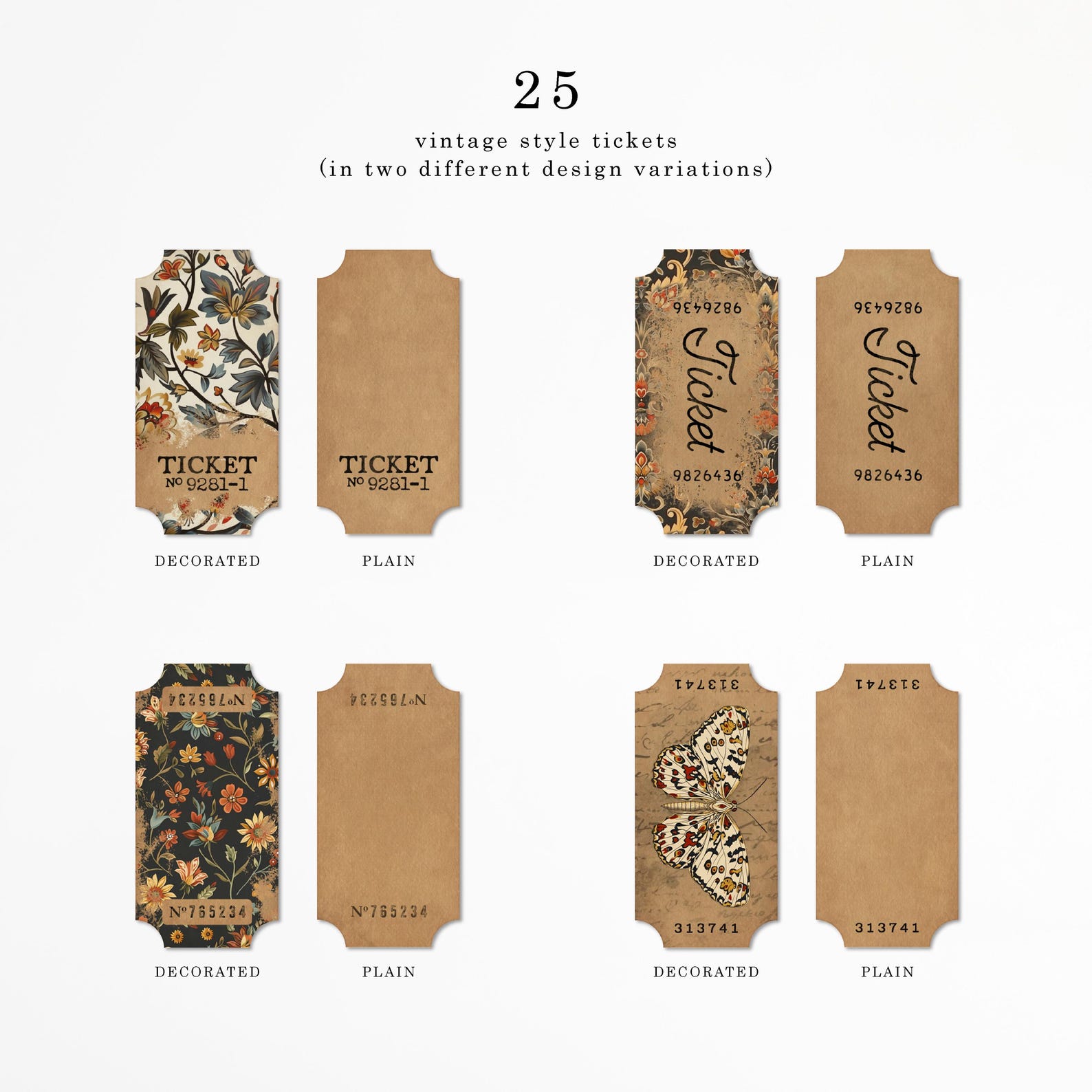 Vintage Luxe Printable Vintage Style Tickets - Junk Journal Ephemera ...