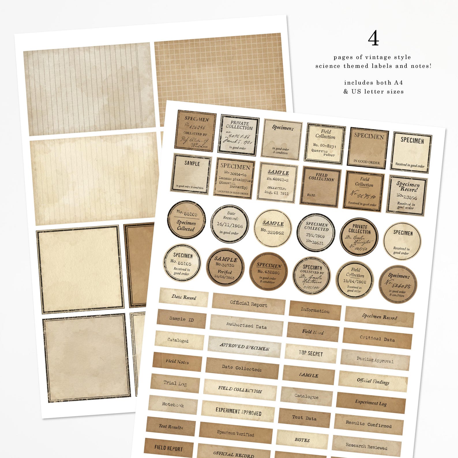 Vintage Science Labels & Notes - Printable Collage/cluster Junk Journal ...