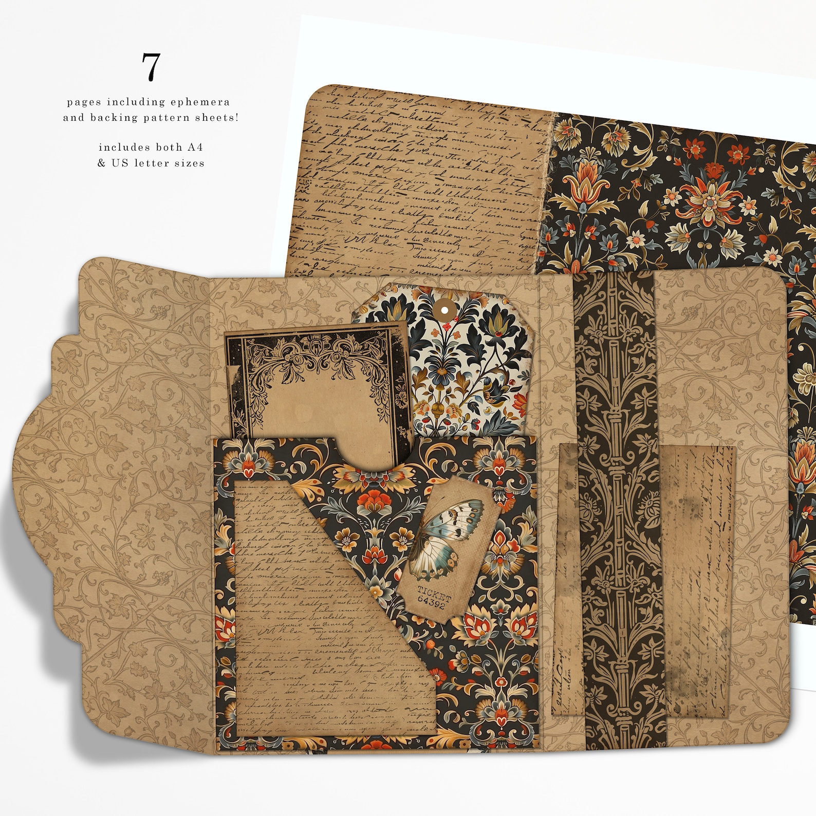 Vintage Style Folio Kit: Printable Ephemera, Junk Journal (digital ...