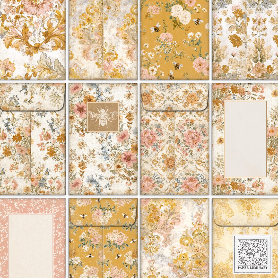 Vintage Floral Coin Envelopes & Note Cards | Shabby Chic Ephemera ...