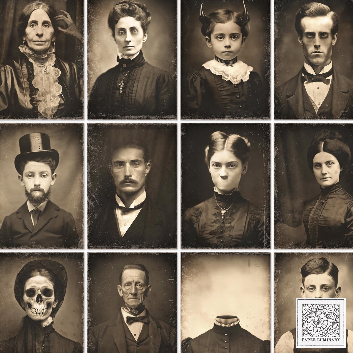 Halloween Cursed Portrait Art Cards: Vintage Ephemera (digital Download ...